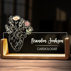 Custom Cardiologist Desk Name Plate Personalized Heart Surgeon Acrylic ...