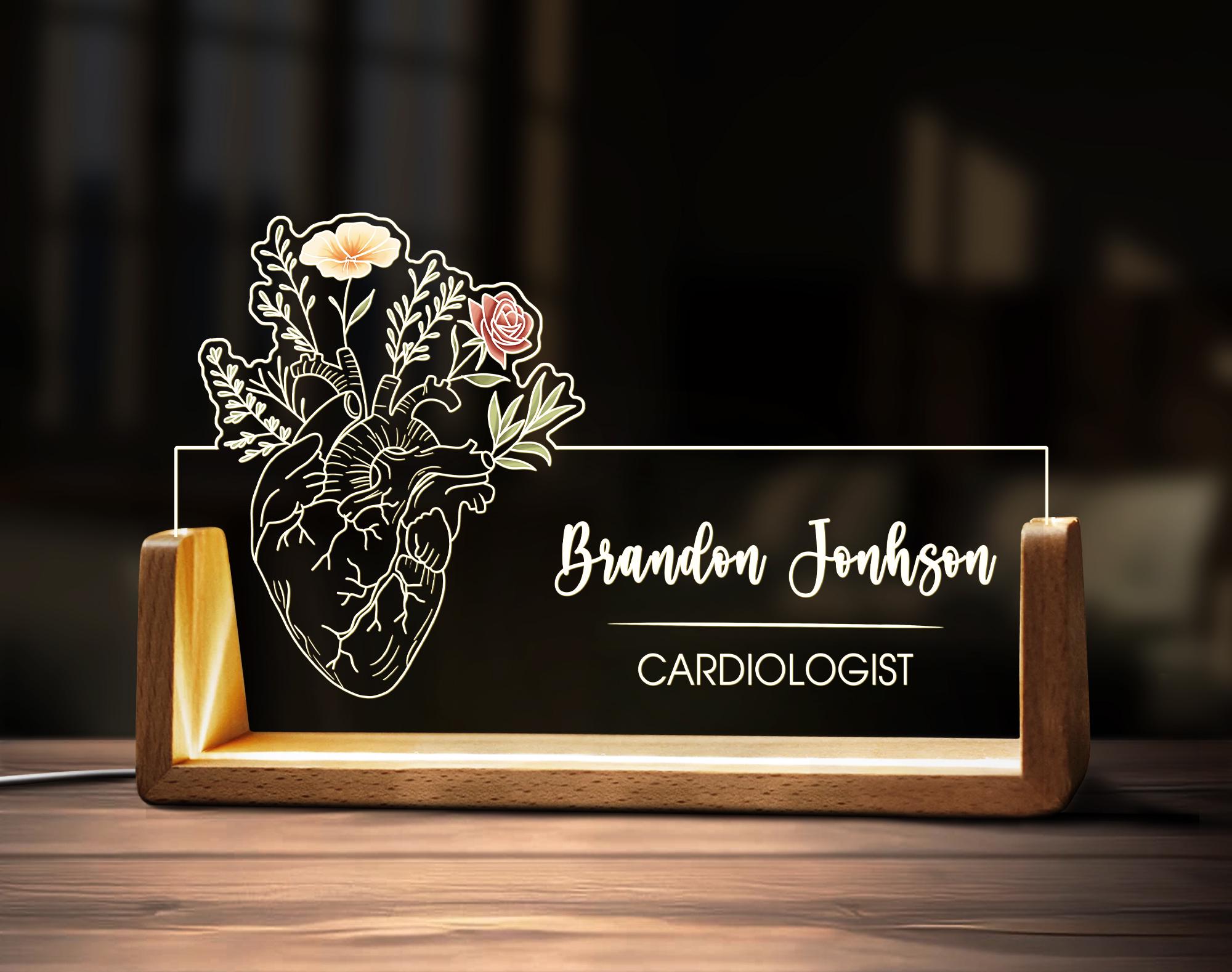 Custom Cardiologist Desk Name Plate Personalized Heart Surgeon Acrylic ...