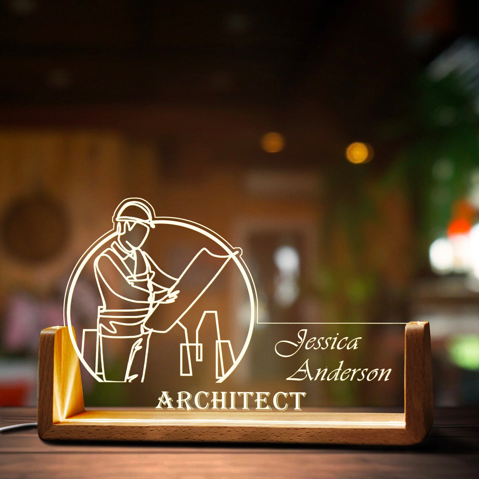 Custom Architect Desk Name Plate Personalized Architecture LED Light ...