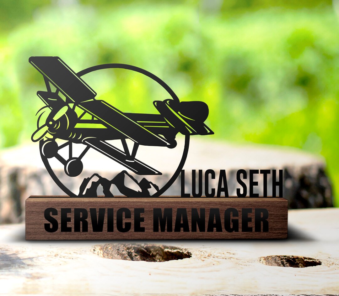 Custom Airplane Desk Name Plate Wedge Personalized Pilot Nameplate ...