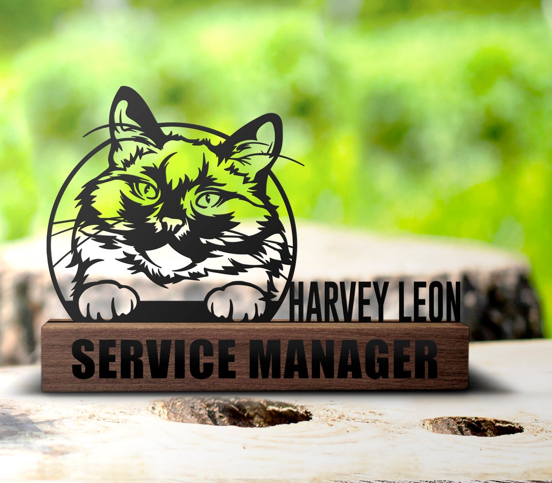 Custom Cute Cat Desk Name Plate Wedge Personalized Funny Kitten ...