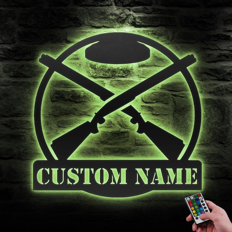 Custom Trap Shooting Metal Wall Art LED Light Personalized Shotgun Name ...