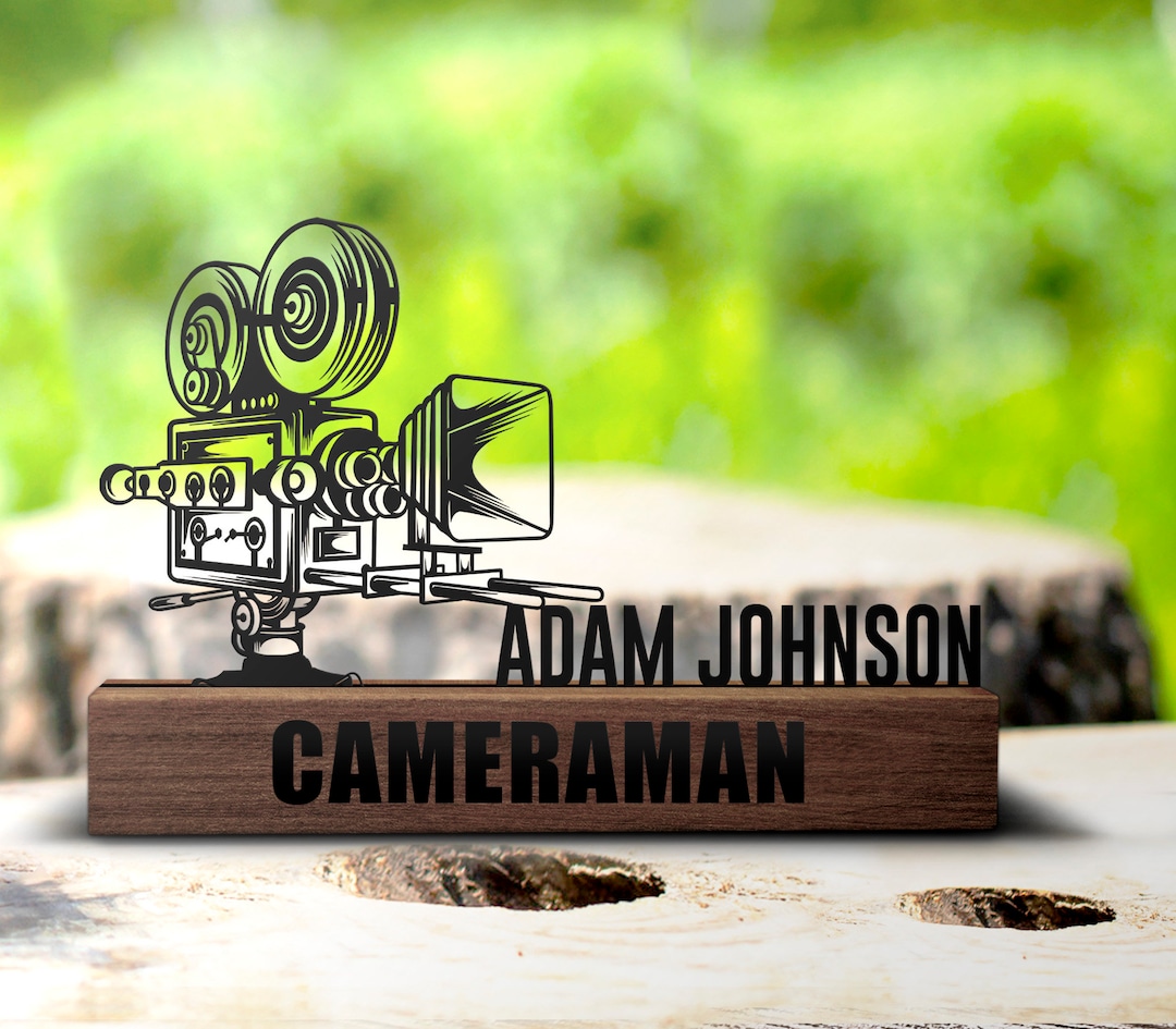 Custom Movie Camera Desk Name Plate Wedge Personalized Cinema Theatre ...