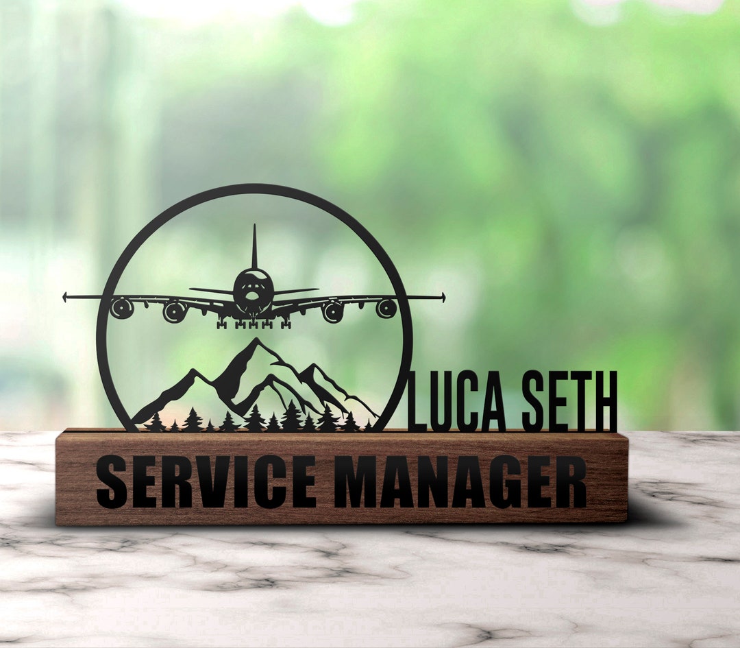 Custom Airplane Desk Name Plate Wedge Personalized Pilot Nameplate ...