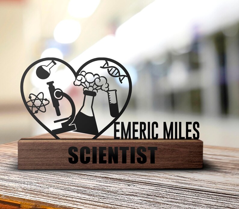 Custom Scientist Desk Name Plate Wedge Personalized Science Lover ...