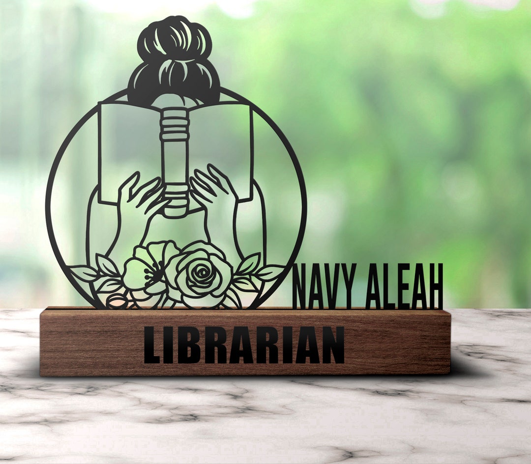 Custom Librarian Desk Name Plate Wedge Personalized Library Nameplate ...