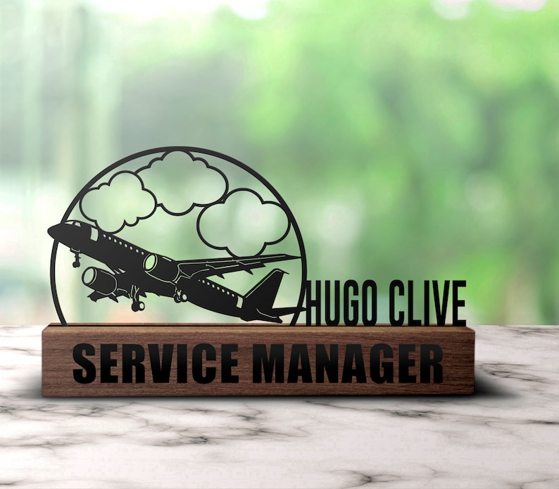 Custom Airplane Desk Name Plate Wedge Personalized Pilot Nameplate ...