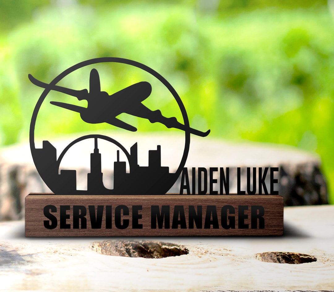 Custom Airplane Desk Name Plate Wedge Personalized Pilot Nameplate ...