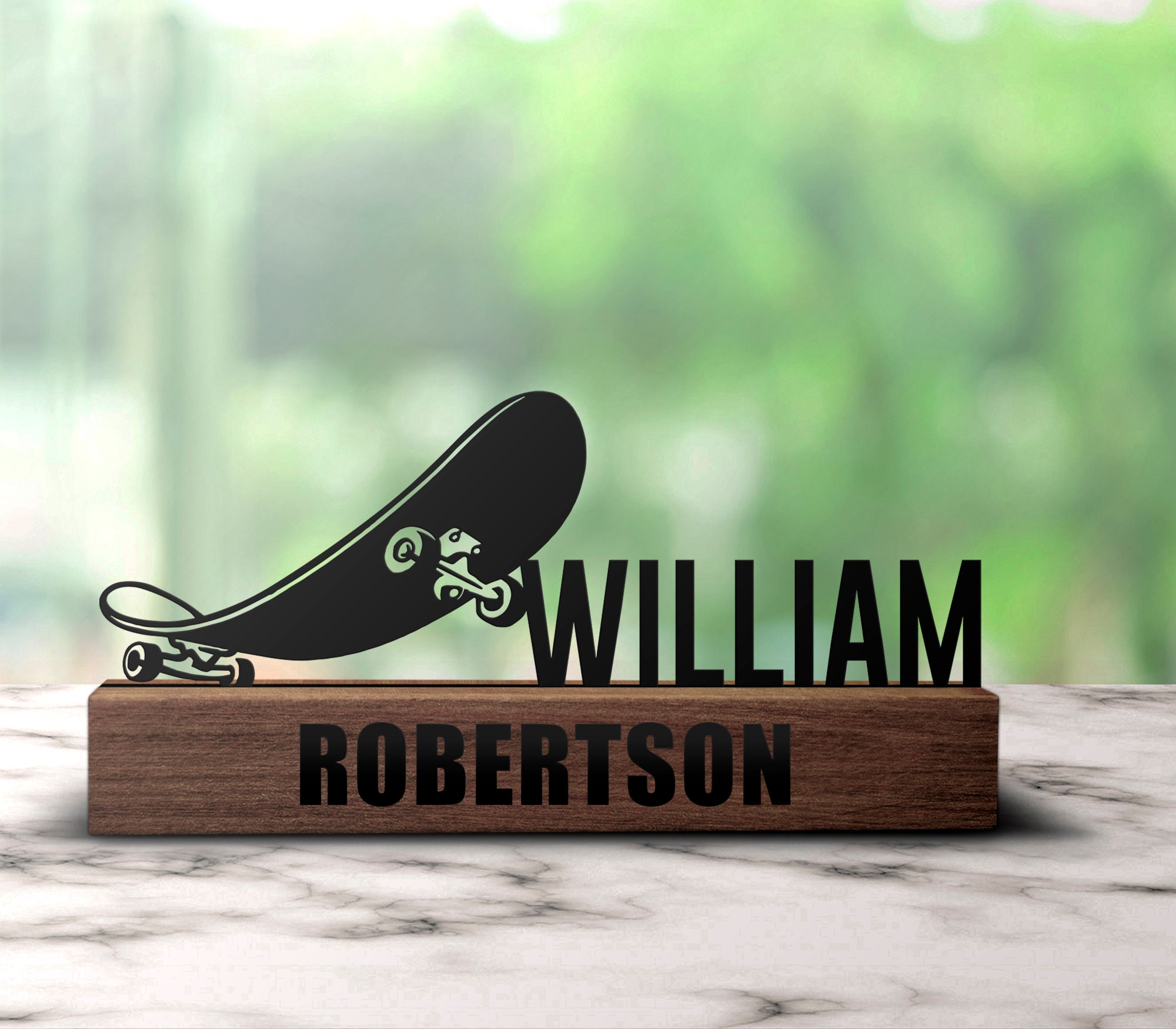 Custom Skateboard Desk Name Plate Wedge Personalized Skateboarding ...