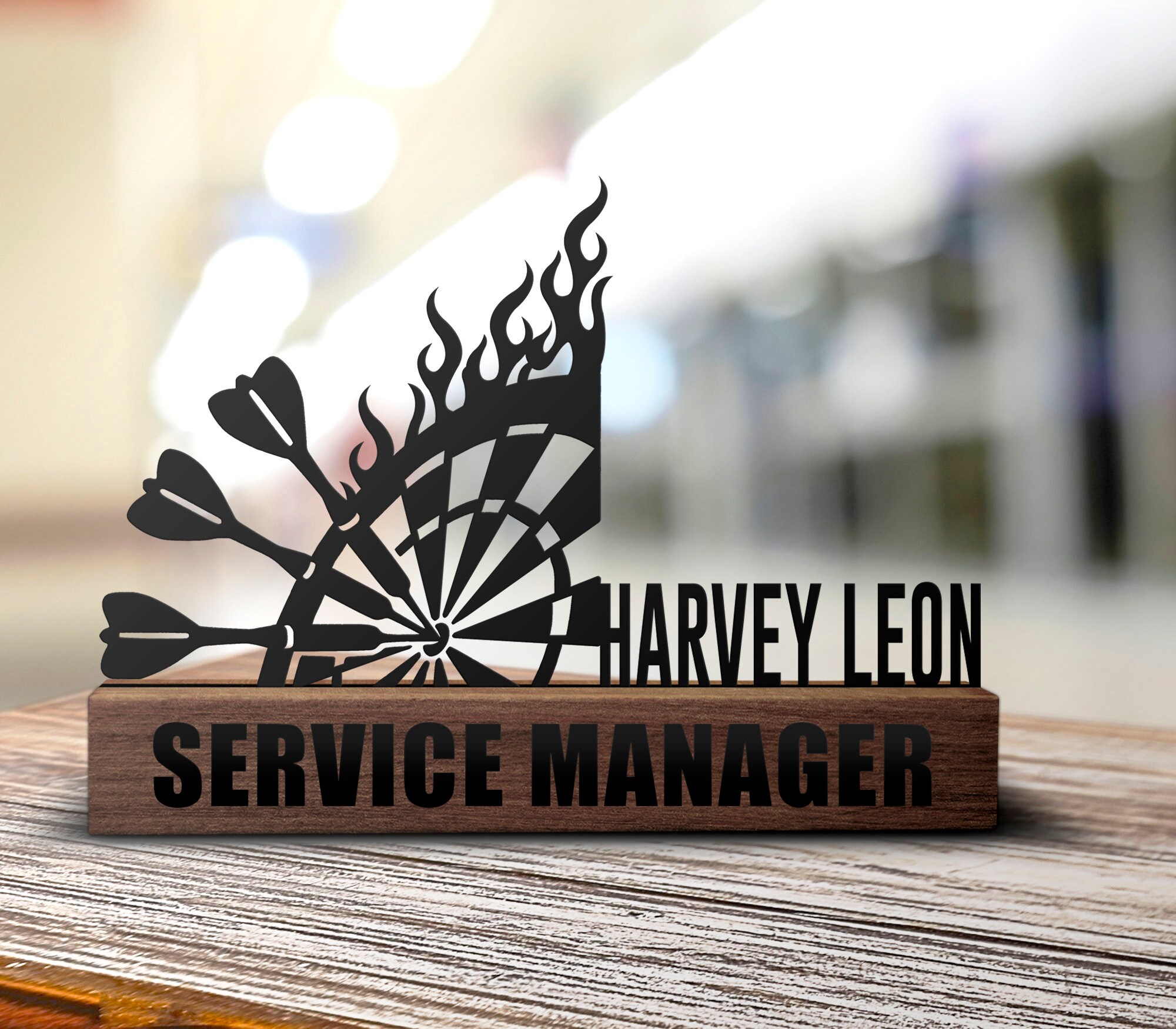 Custom Dart Desk Name Plate Wedge Personalized Dartboard Nameplate ...