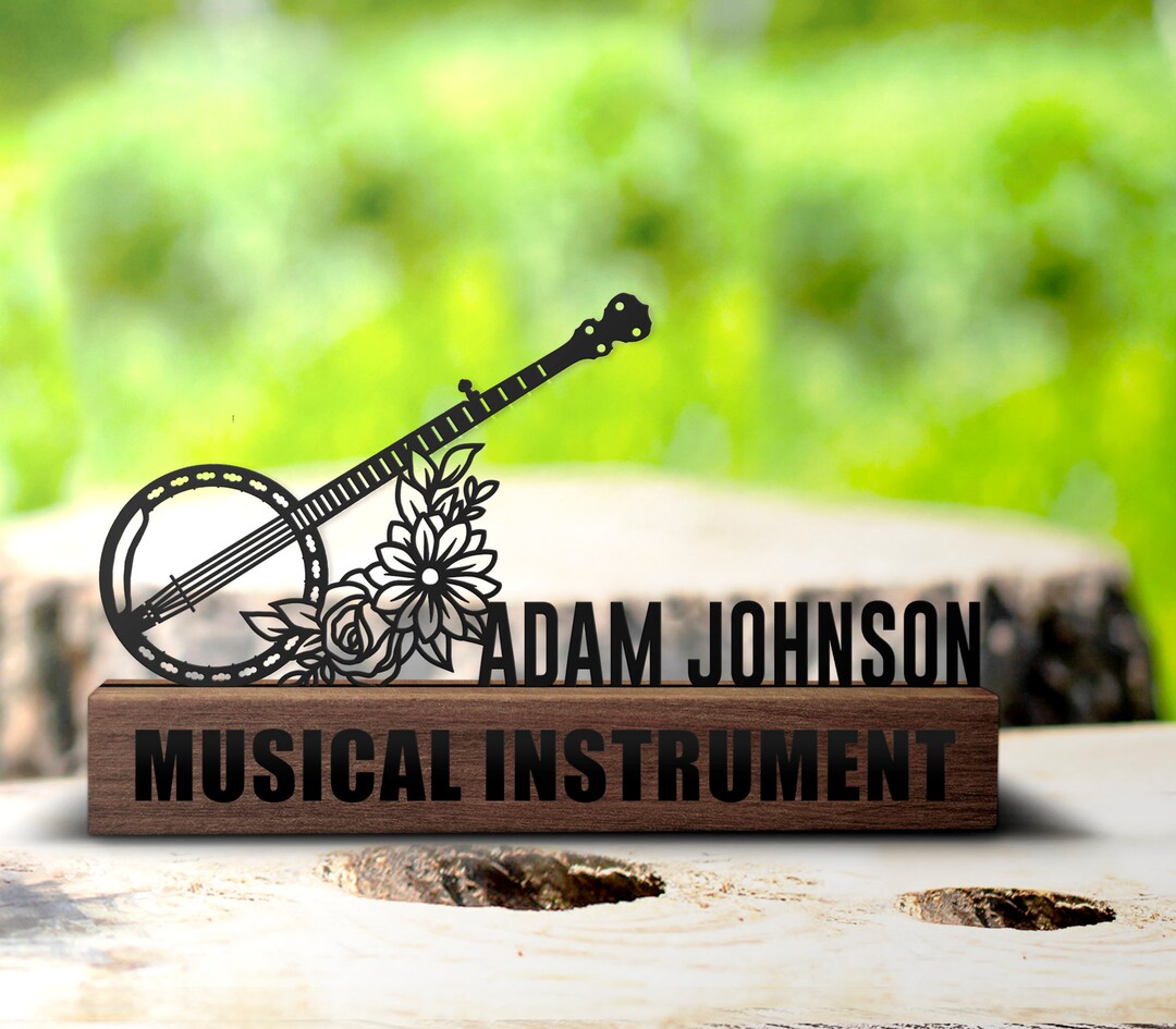 Custom Banjo Musical Instrument Desk Name Plate Wedge Personalized ...