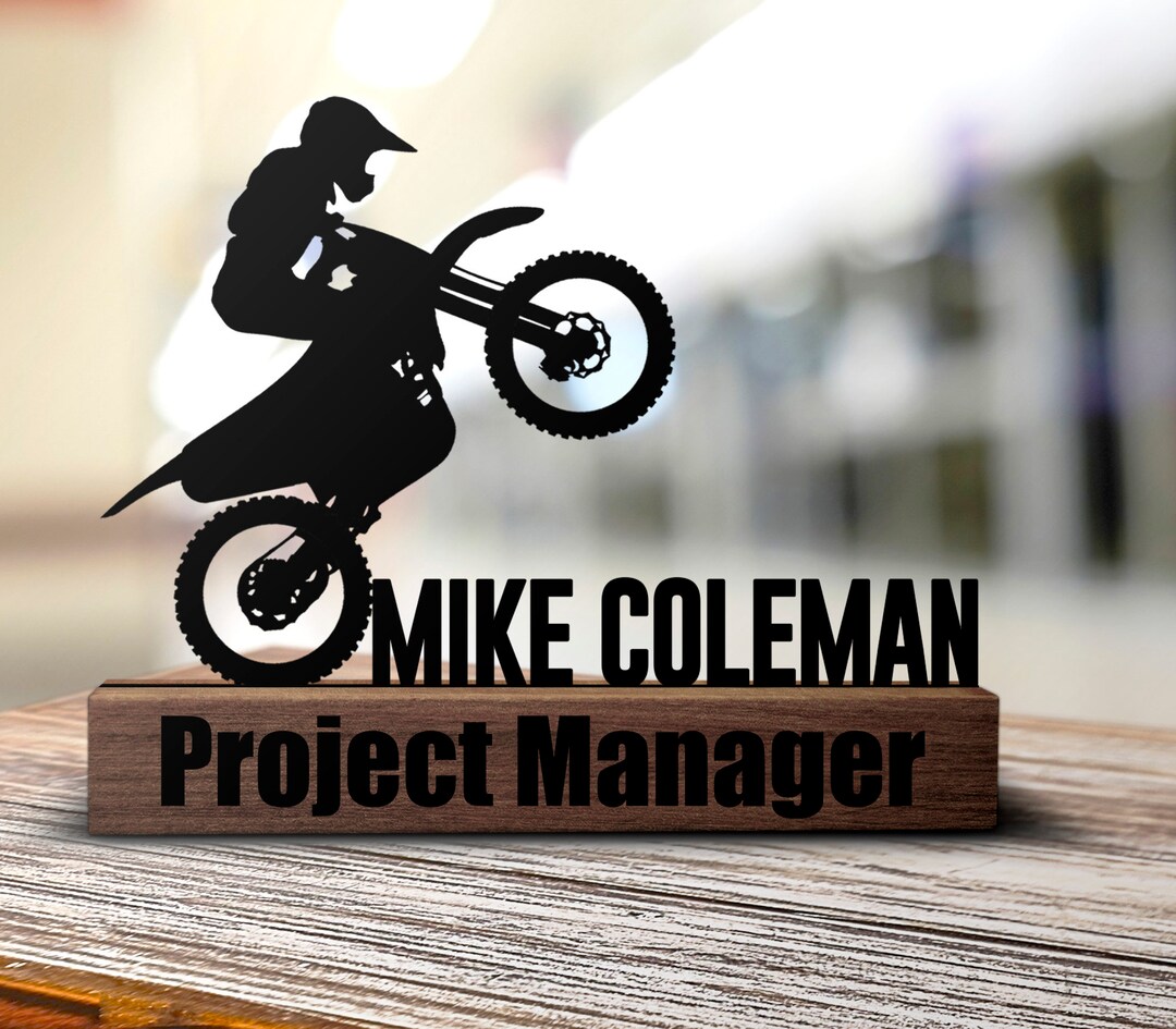 Custom Motocross Biker Desk Name Plate Wedge Personalized Dirt Bike ...