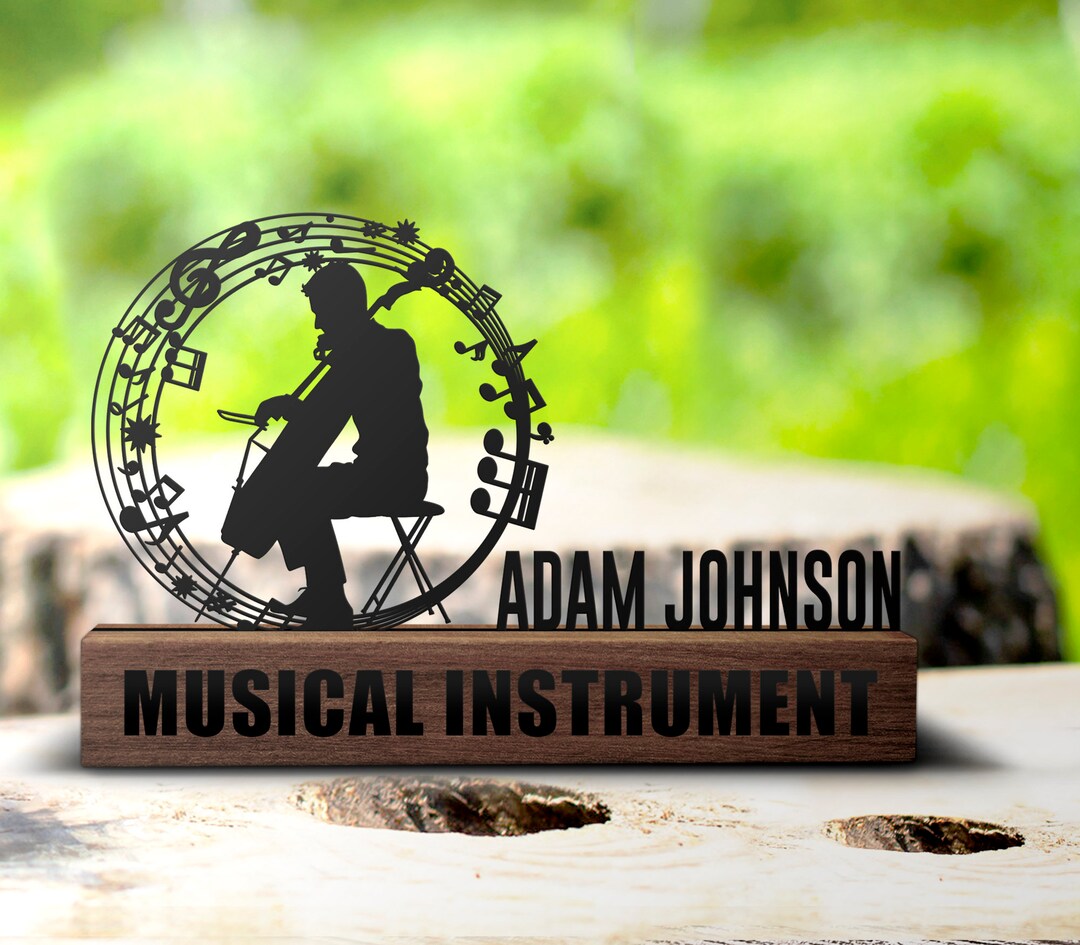 Custom Cello Musical Instrument Desk Name Plate Wedge Personalized ...