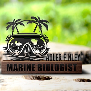 Custom Marine Biologist Desk Name Plate Wedge Personalized Marine Life ...