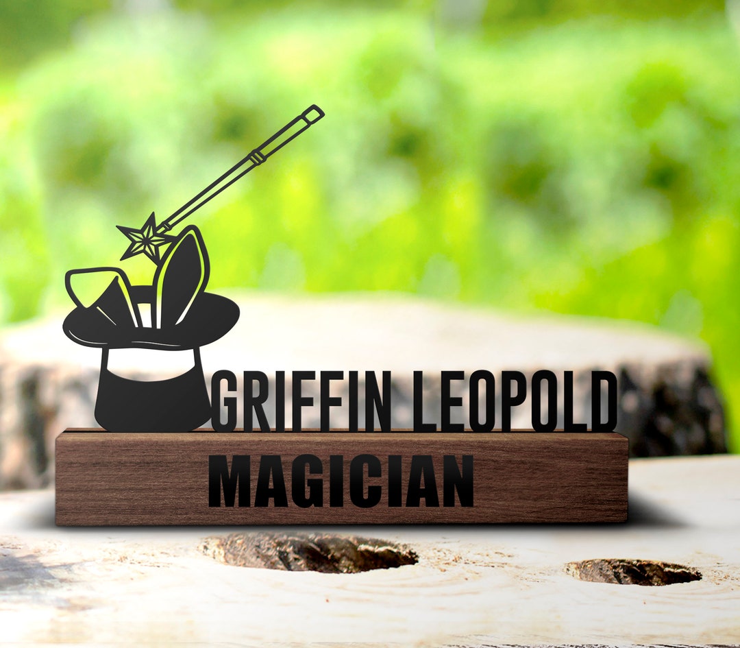 Custom Magician Desk Name Plate Wedge Personalized Magic Lover ...