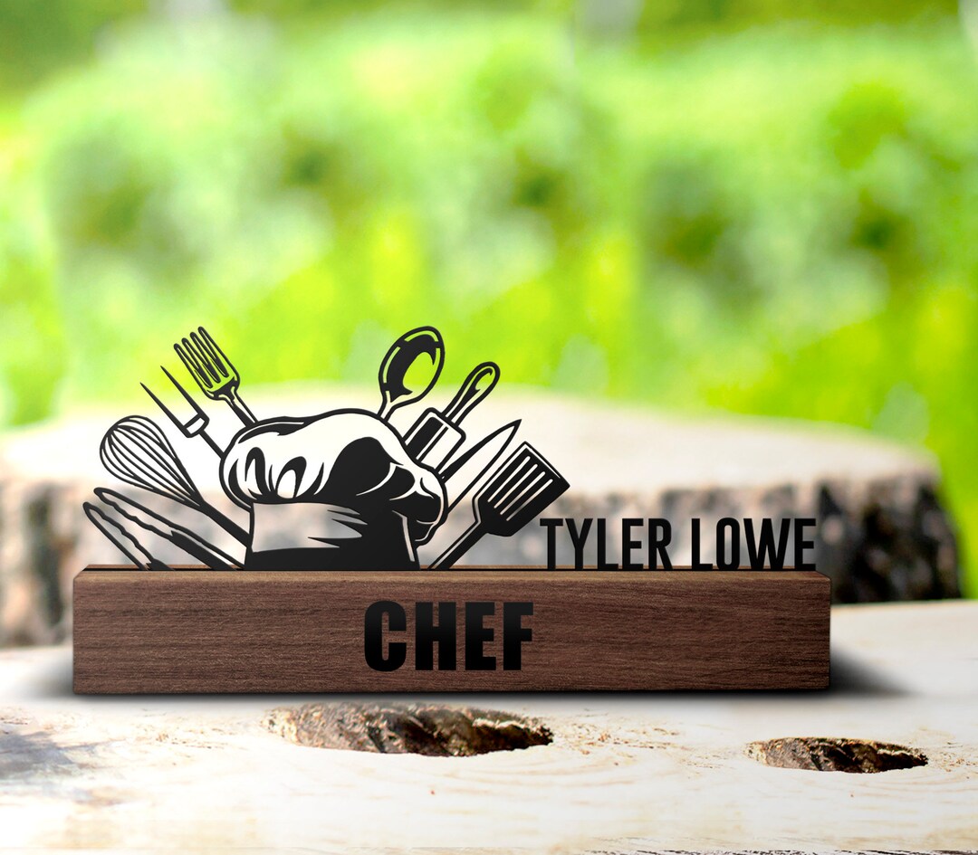 Custom Chef Desk Name Plate Wedge Personalized Chef Tools Nameplate ...