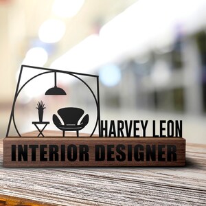 Custom Interior Designer Desk Name Plate Wedge, Personalized Designer ...