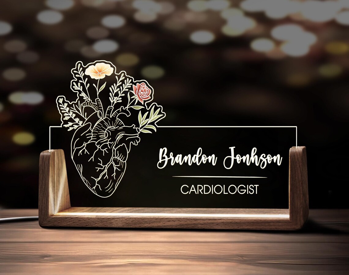 Custom Cardiologist Desk Name Plate Personalized Heart Surgeon Acrylic ...