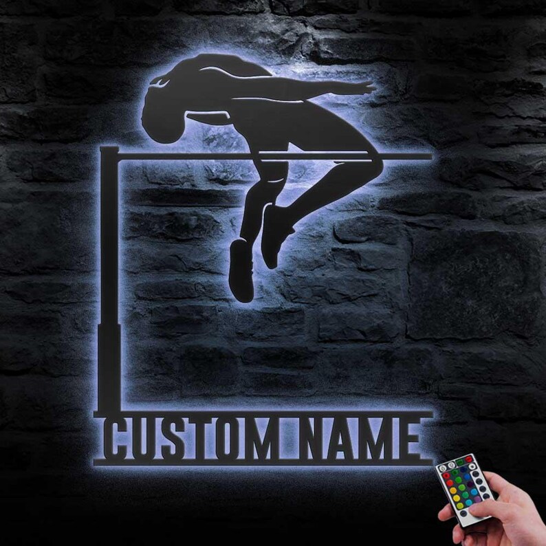 Custom Man High Jump Metal Wall Art LED Light Personalized Male Jumper ...