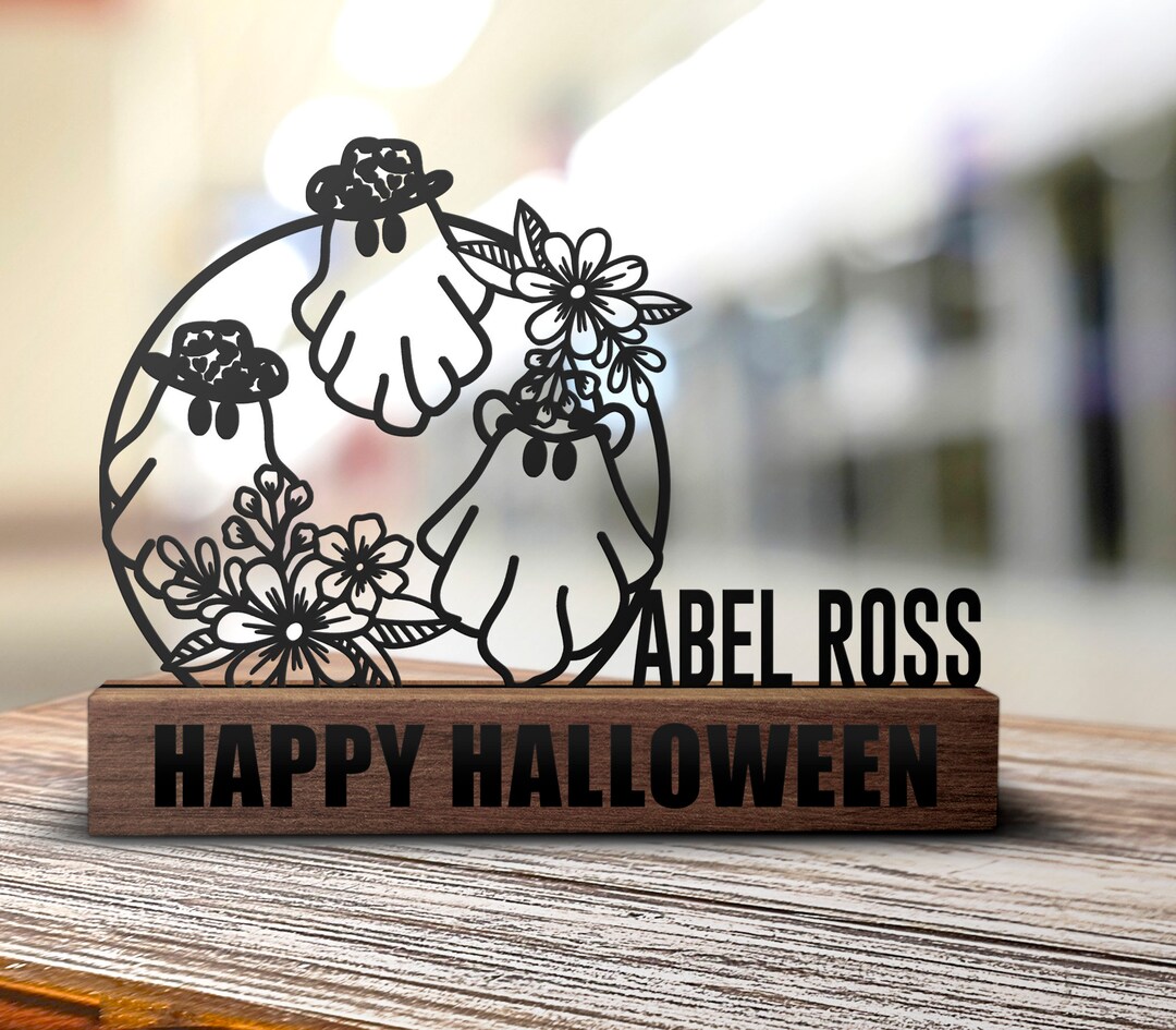 Custom Halloween Desk Name Plate Wedge Personalized Ghost Nameplate ...