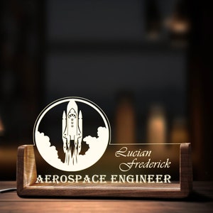 Custom Aerospace Engineer Desk Name Plate Personalized Aircraft LED ...