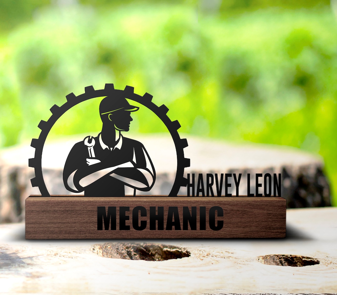 Custom Mechanic Desk Name Plate Wedge Personalized Mechanic Gift ...