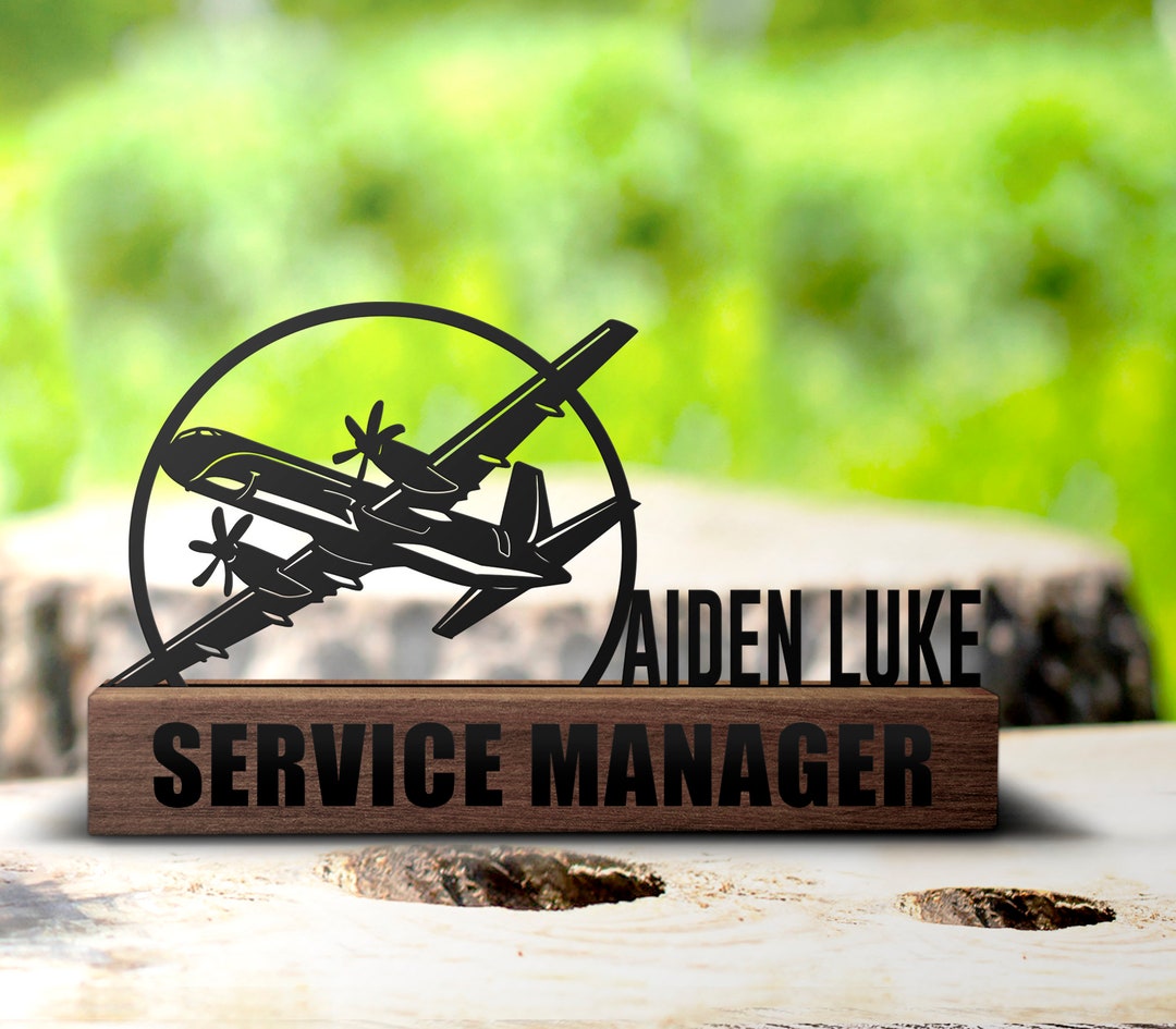 Custom Airplane Desk Name Plate Wedge Personalized Pilot Nameplate ...