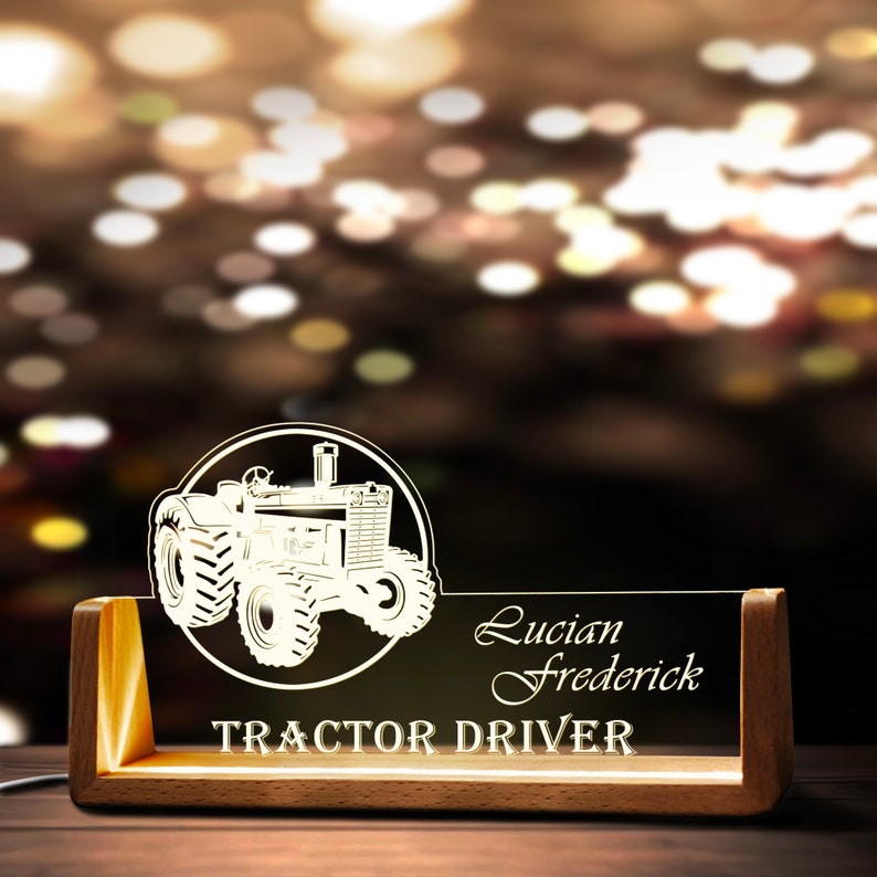 Custom Tractor Driver Desk Name Plate Personalized Farmhouse LED Light ...