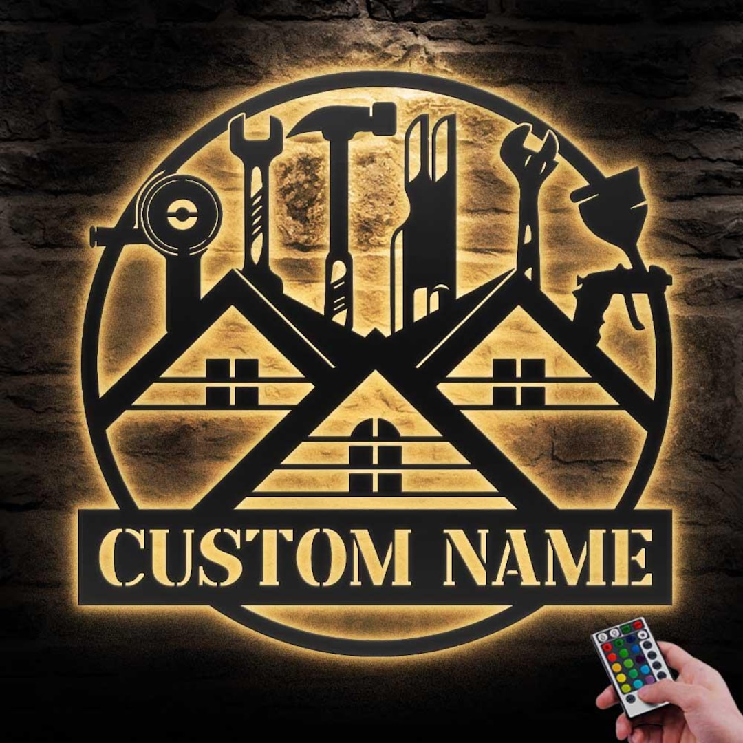 Custom Tool Repair Maintenance Home Metal Wall Art LED Light ...