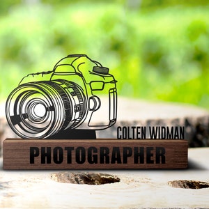 Custom Photographer Desk Name Plate Wedge Personalized Photography ...