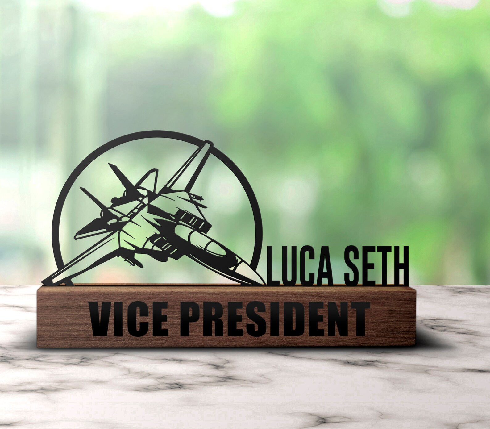 Custom Airplane Desk Name Plate Wedge Personalized Pilot Nameplate ...