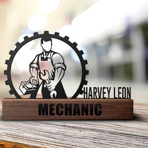 Custom Mechanic Desk Name Plate Wedge Personalized Mechanic Gift ...