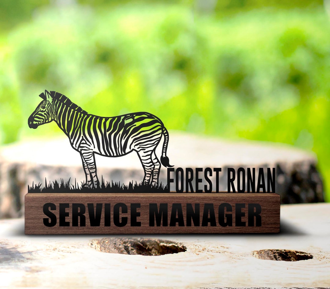 Custom Zebra Desk Name Plate Wedge, Personalized Nameplate Wild Animal ...