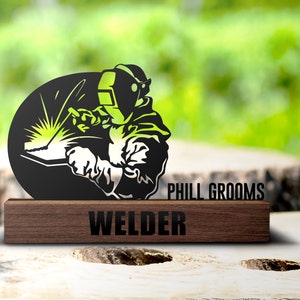 Custom Welder Desk Name Plate Wedge Personalized Welding Nameplate ...