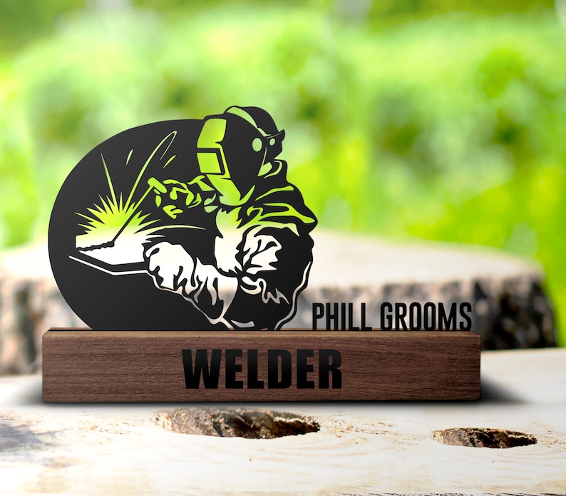 Custom Welder Desk Name Plate Wedge Personalized Welding Nameplate ...