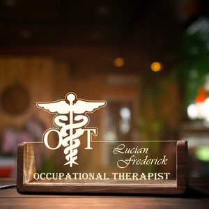 Custom Occupational Therapist Gift Desk Name Plate Personalized LED ...