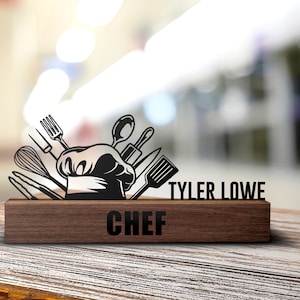 Custom Chef Desk Name Plate Wedge Personalized Chef Tools Nameplate ...