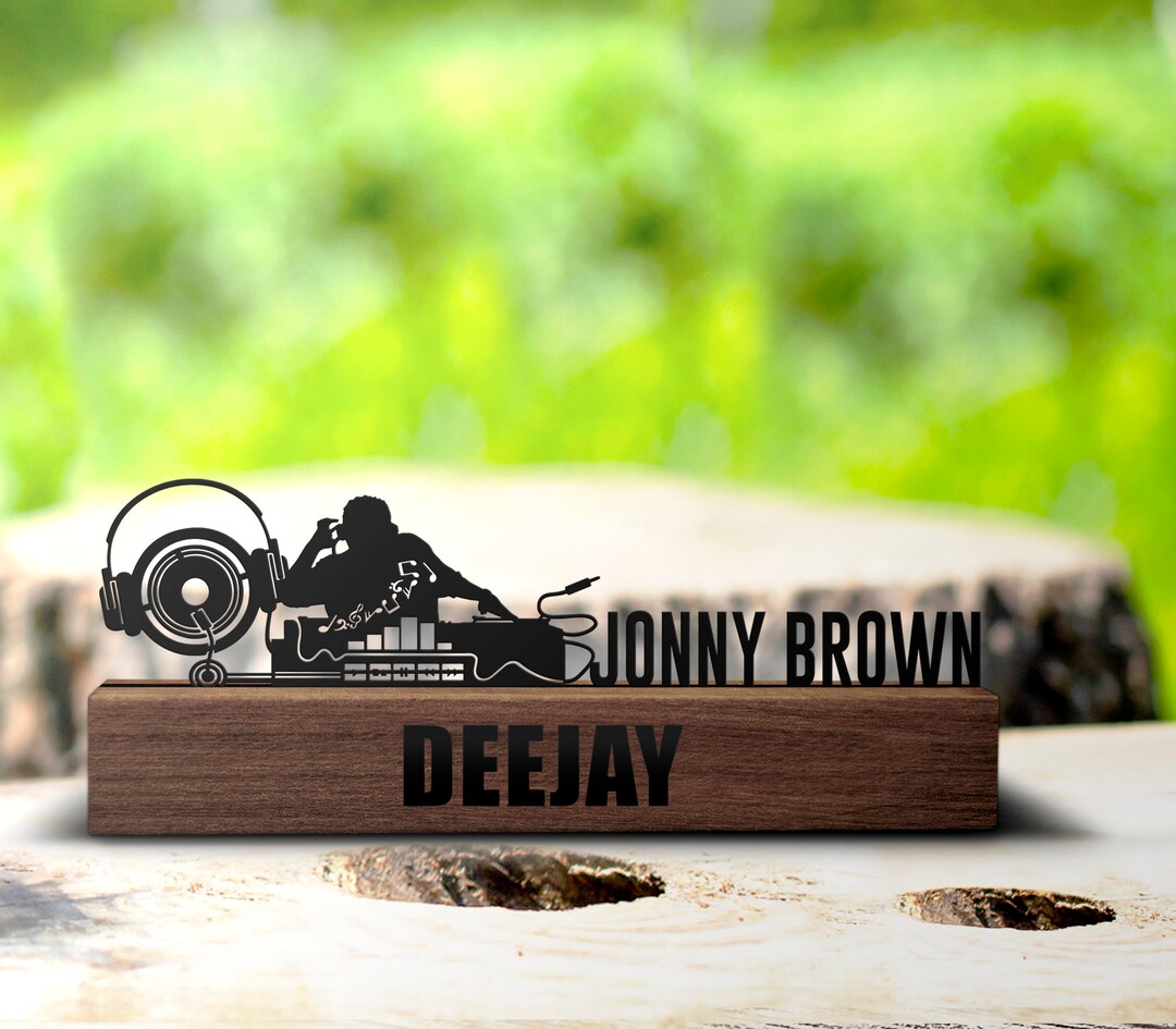 Custom DJ Disc Jockey Desk Name Plate Wedge Personalized Deejay ...