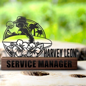 Custom Surfing Desk Name Plate Wedge Personalized Surfer Nameplate ...