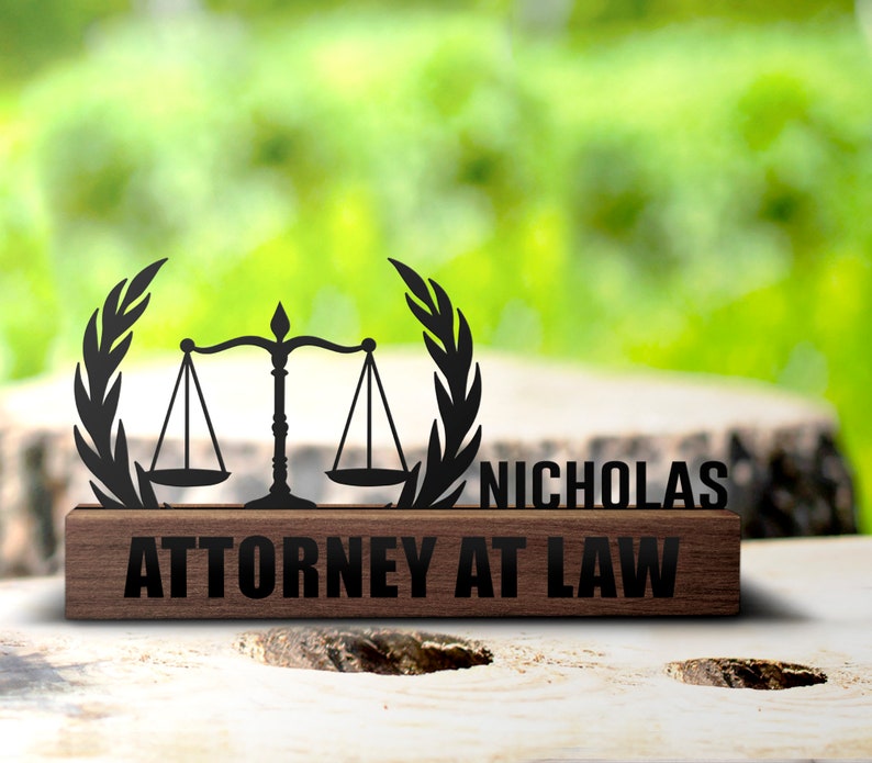 Custom Lawyer Desk Name Plate Wedge, Personalized Attorney Gift ...