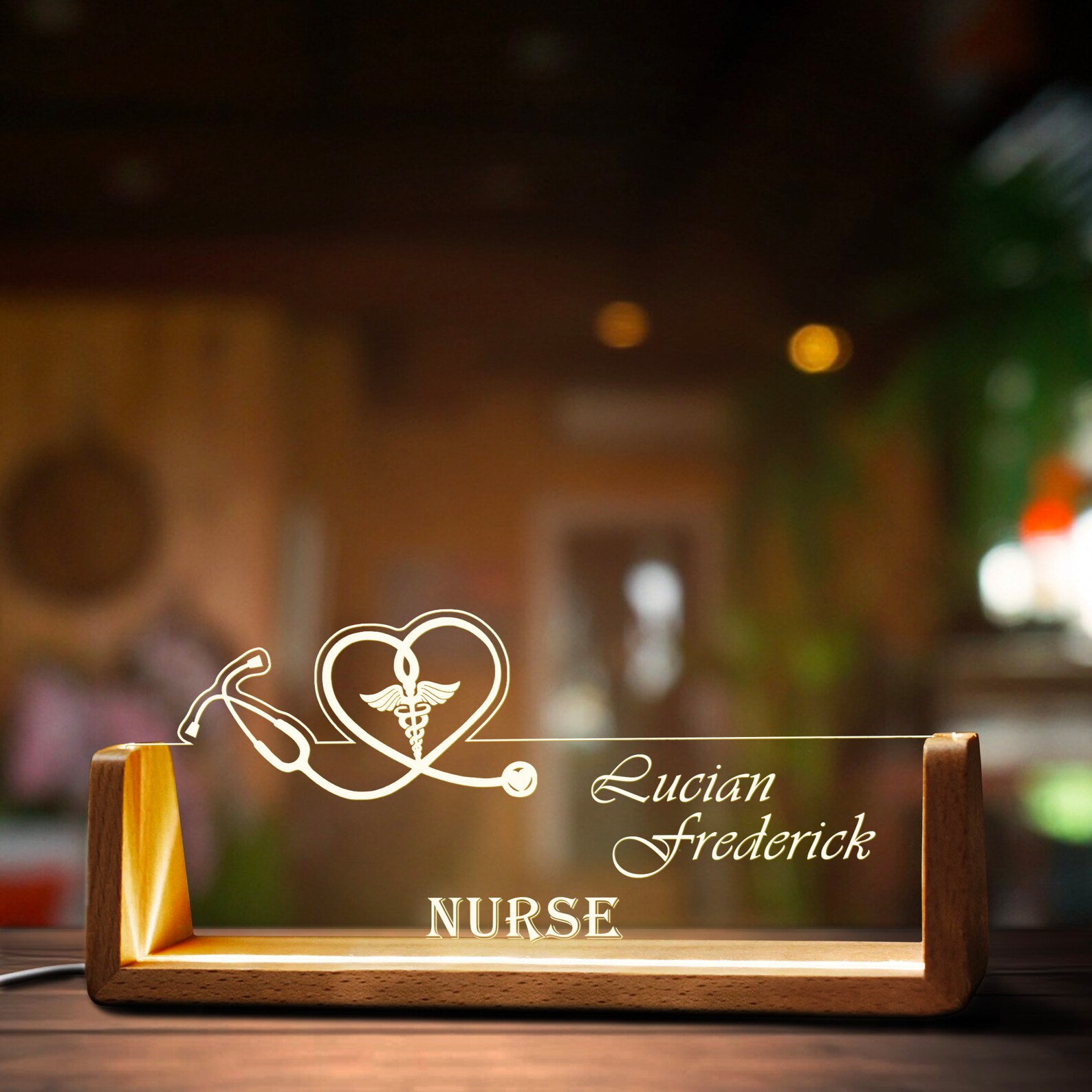 Custom Nurse Desk Name Plate Personalized Nurse Stethoscope LED Light ...