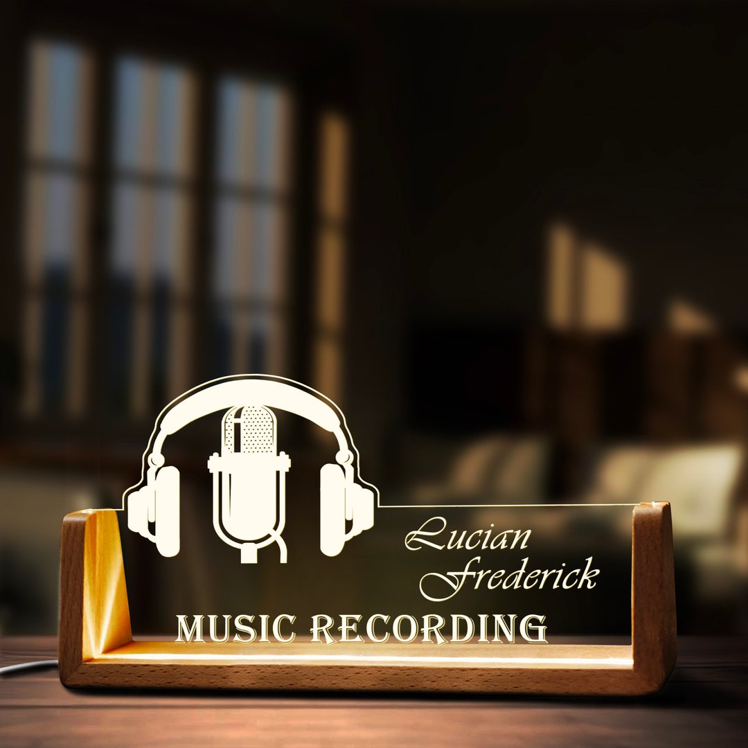 Custom Music Recording Desk Name Plate Personalized Producer LED Light ...