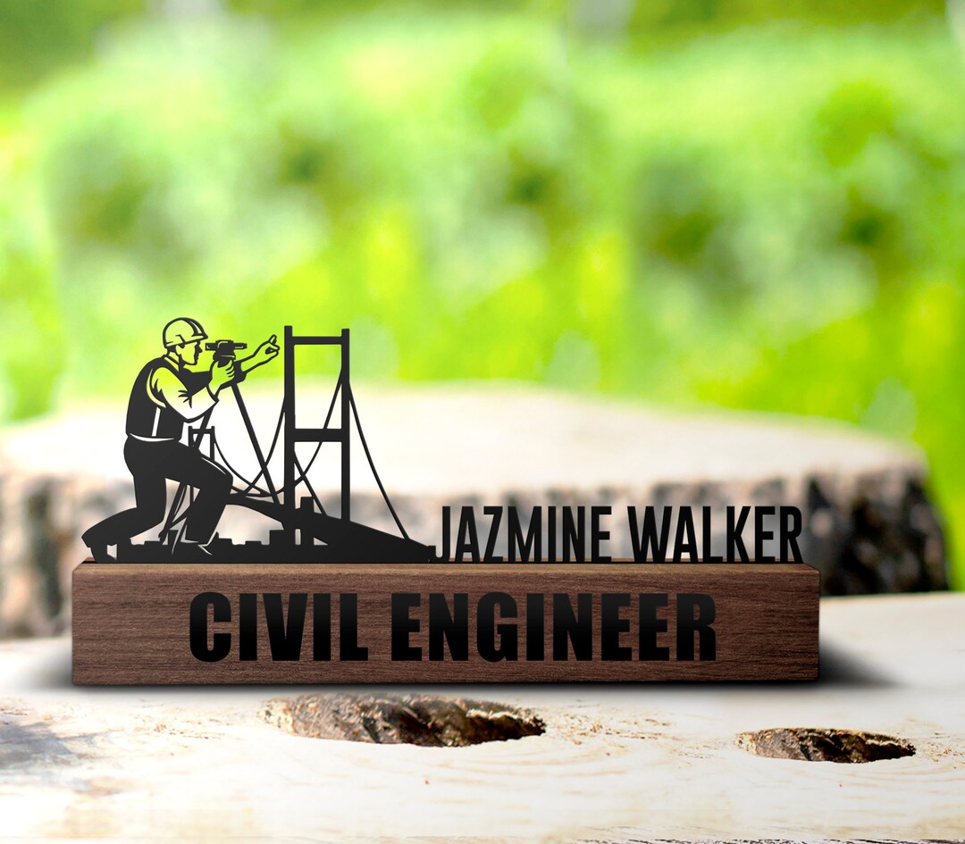 Custom Civil Engineer Desk Name Plate Wedge Personalized Construction ...
