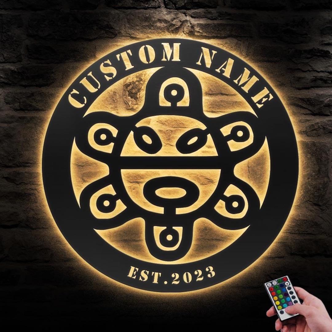 Custom Puerto Rico Taino Sun Sol God Symbol Metal Wall Art LED Light ...