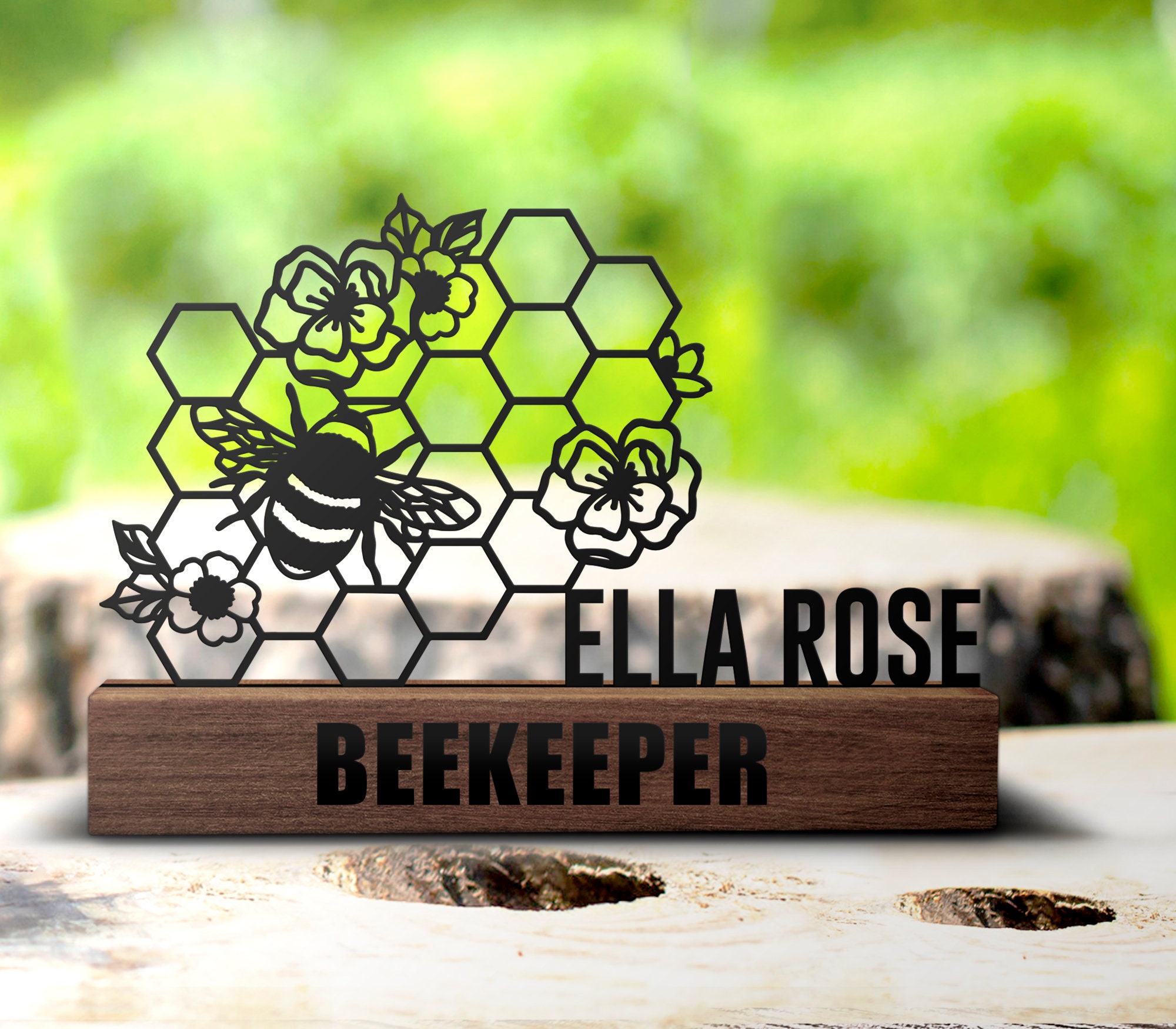 Custom Beekeeper Desk Name Plate Wedge Personalized Honey Bee - Etsy