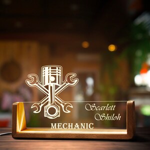 Custom Diesel Mechanic Desk Name Plate Personalized Mechanic Gift LED ...