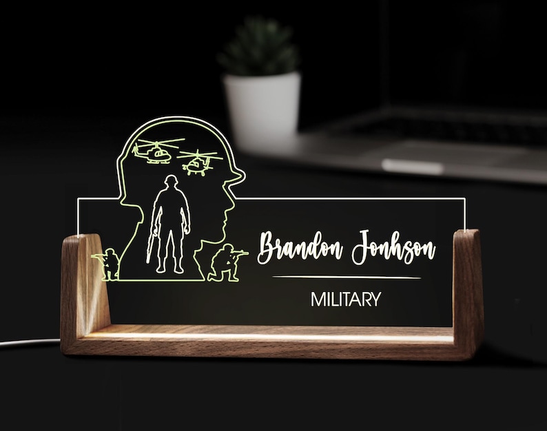 Custom Army Desk Name Plate Personalized Soldier Veteran Military Proud ...