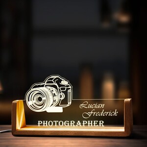 Custom Photographer Desk Name Plate Personalized Photography Lovers LED ...