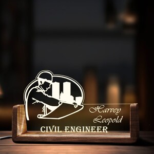 Custom Civil Engineer Desk Name Plate Personalized Engineering LED ...