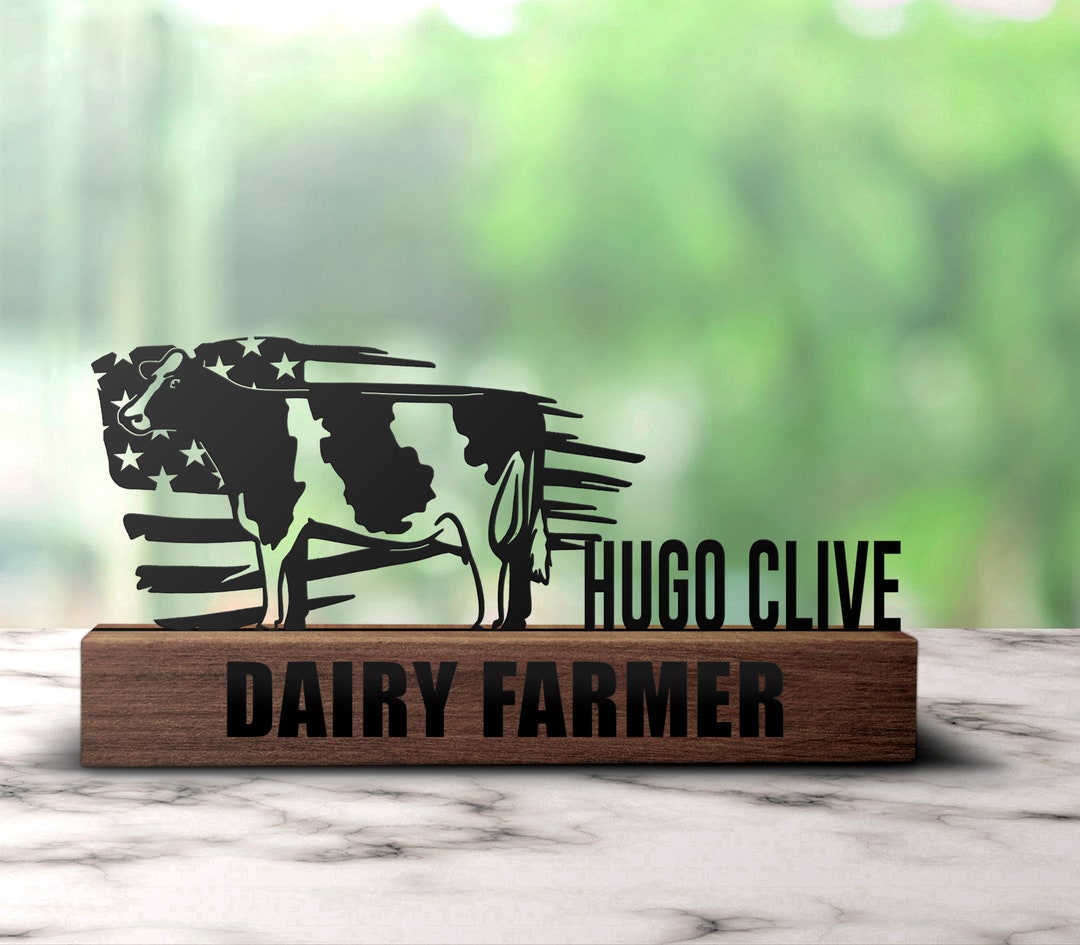 Custom Dairy Farmer Desk Name Plate Wedge, Personalized Farmhouse ...